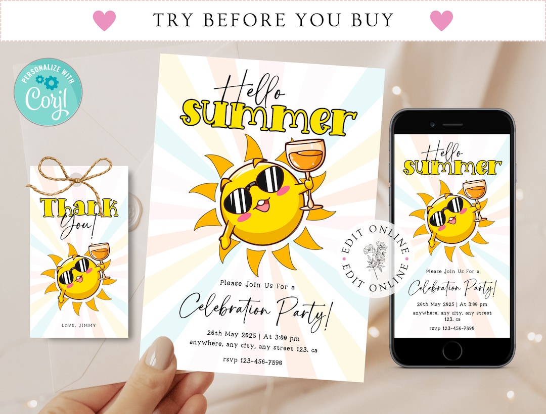 Summer Party Invitation, Summer Get Together Invitation, Summer Party ...