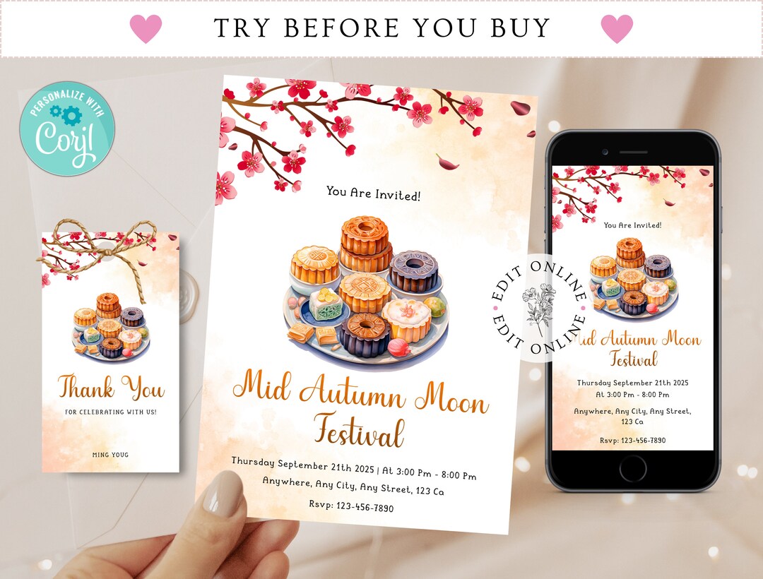 Chinese Mid Autumn Moon Festival Celebration Party Invitation, Mid ...