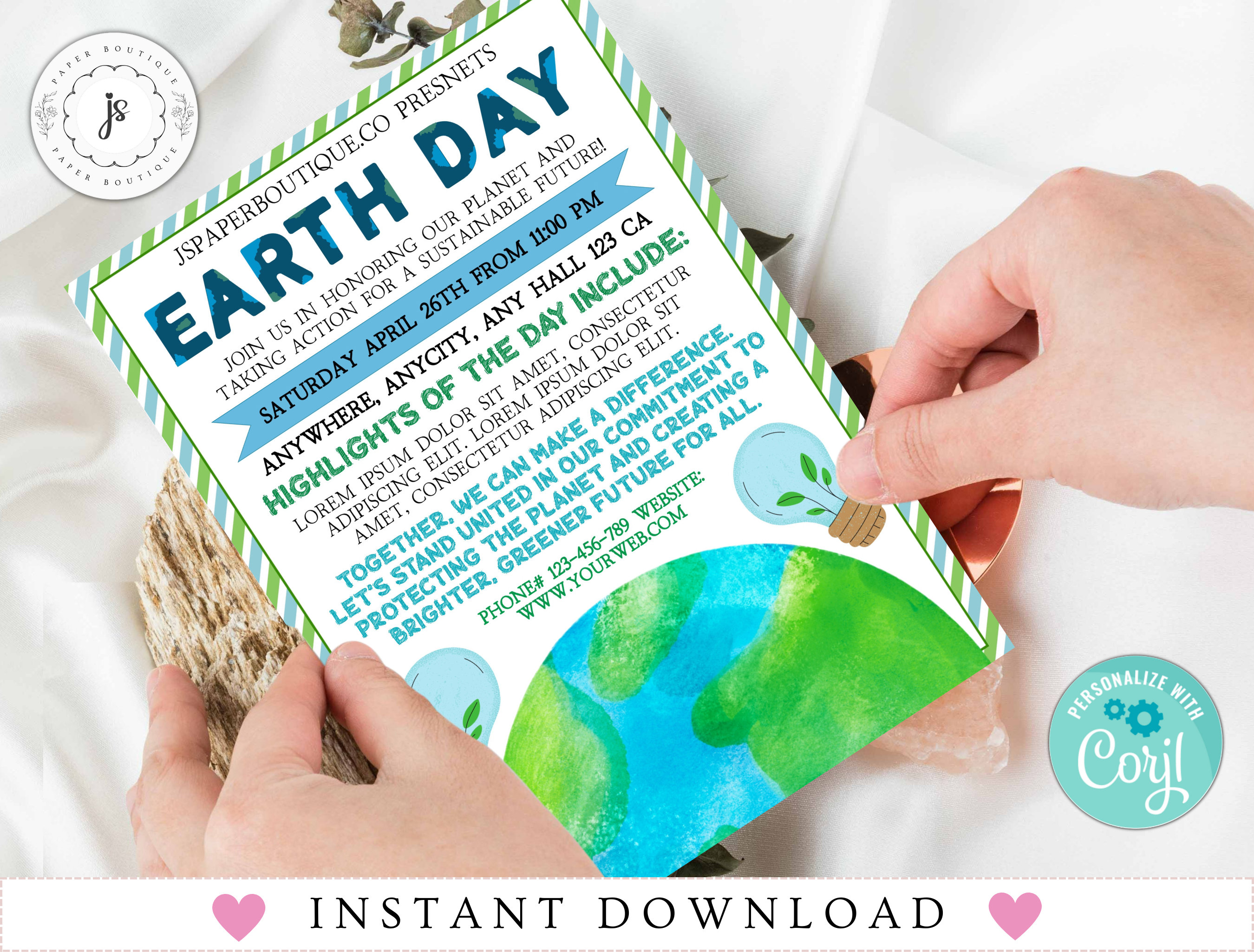 Earth Day Flyer Template, Editable Earth Day Flyer, Earth Day Flyer ...