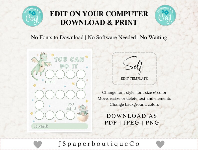 Dragon Reward Chart for Kids Behavior Chart Printable Chore - Etsy