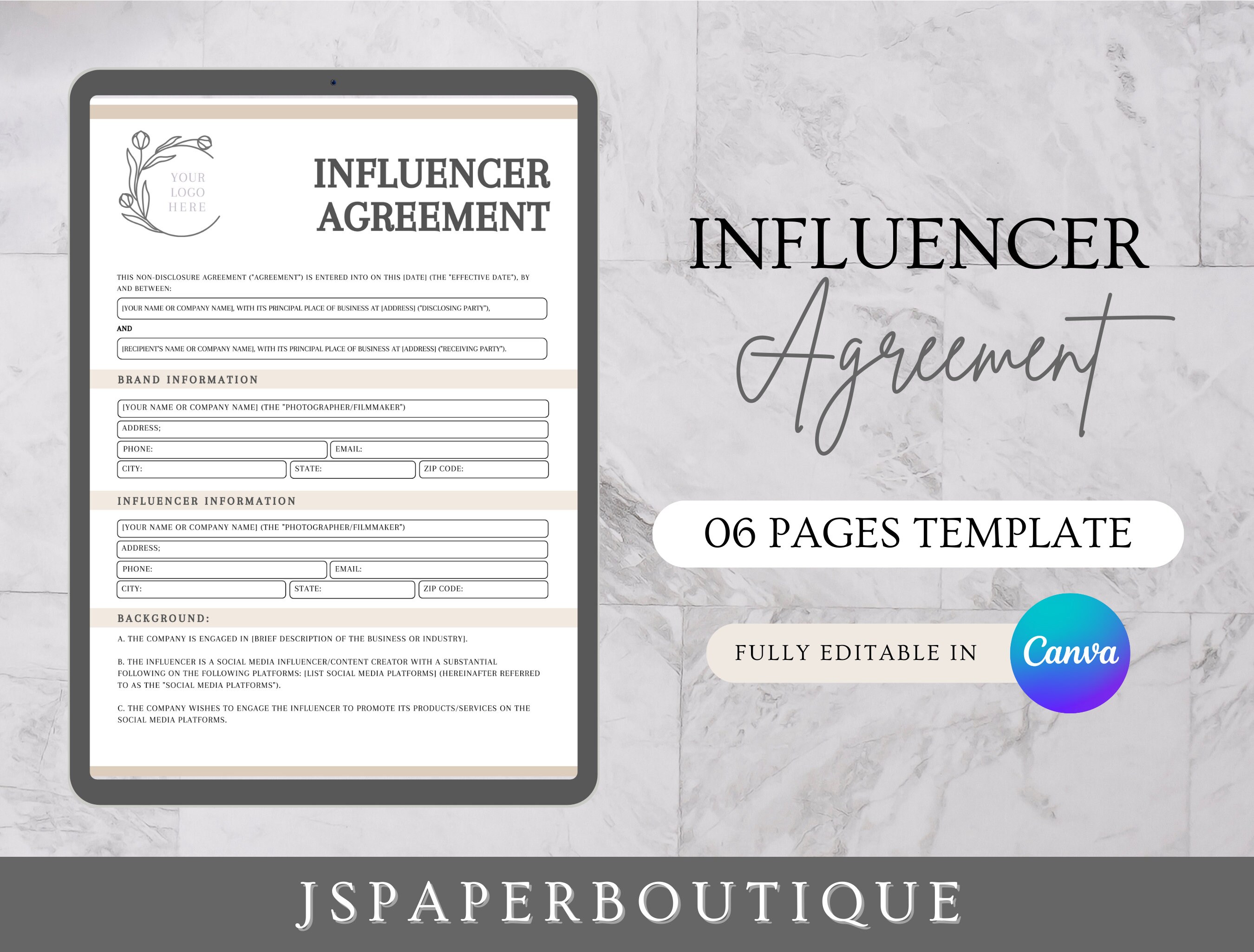 Influencer Agreement, Influencer Contract, Influencer Agreement ...