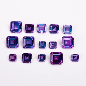 Purple Alexandrite Asscher Cut Gemstone, Color Changing Faceted Stone ...