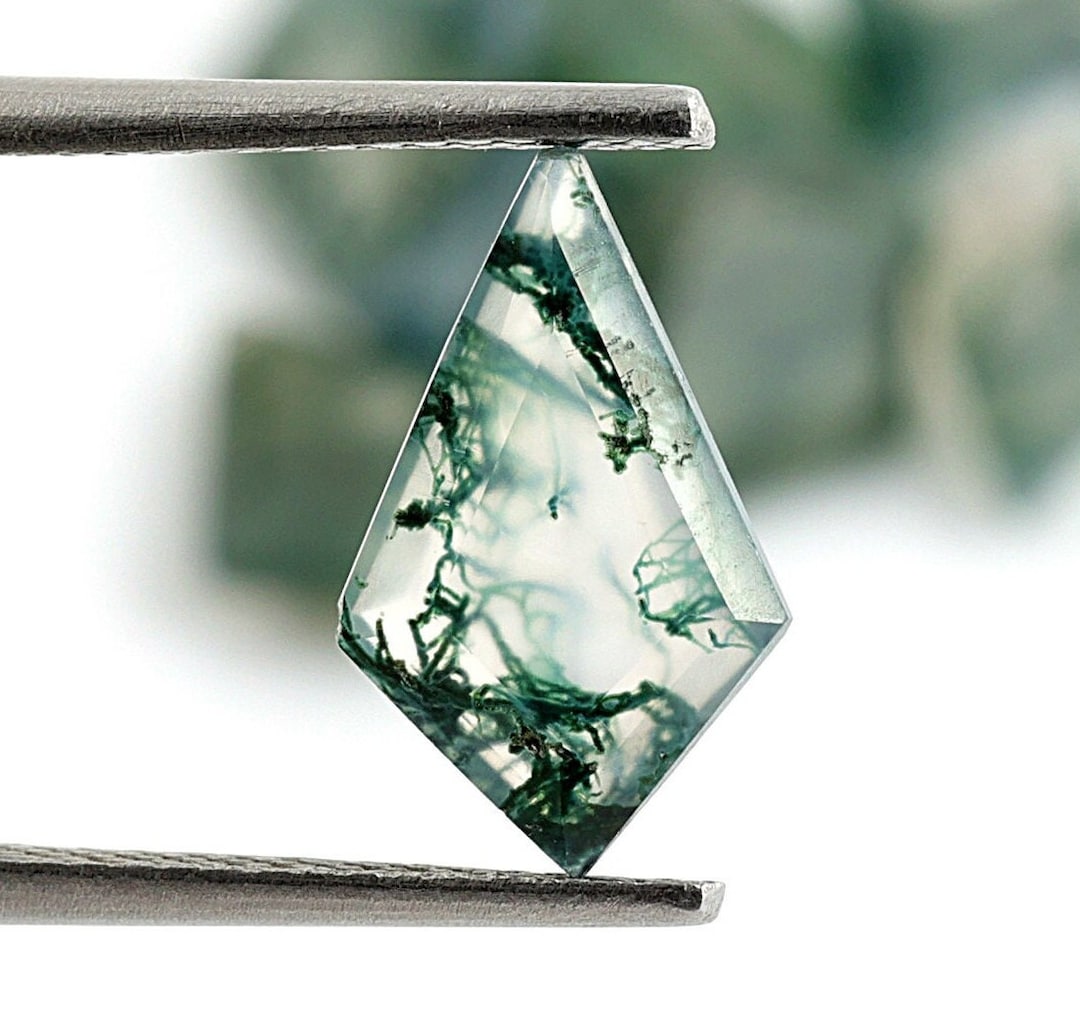 Natural Moss Agate Kite Gemstone, Brilliant Cut Loose Stone (10x5 Mm ...