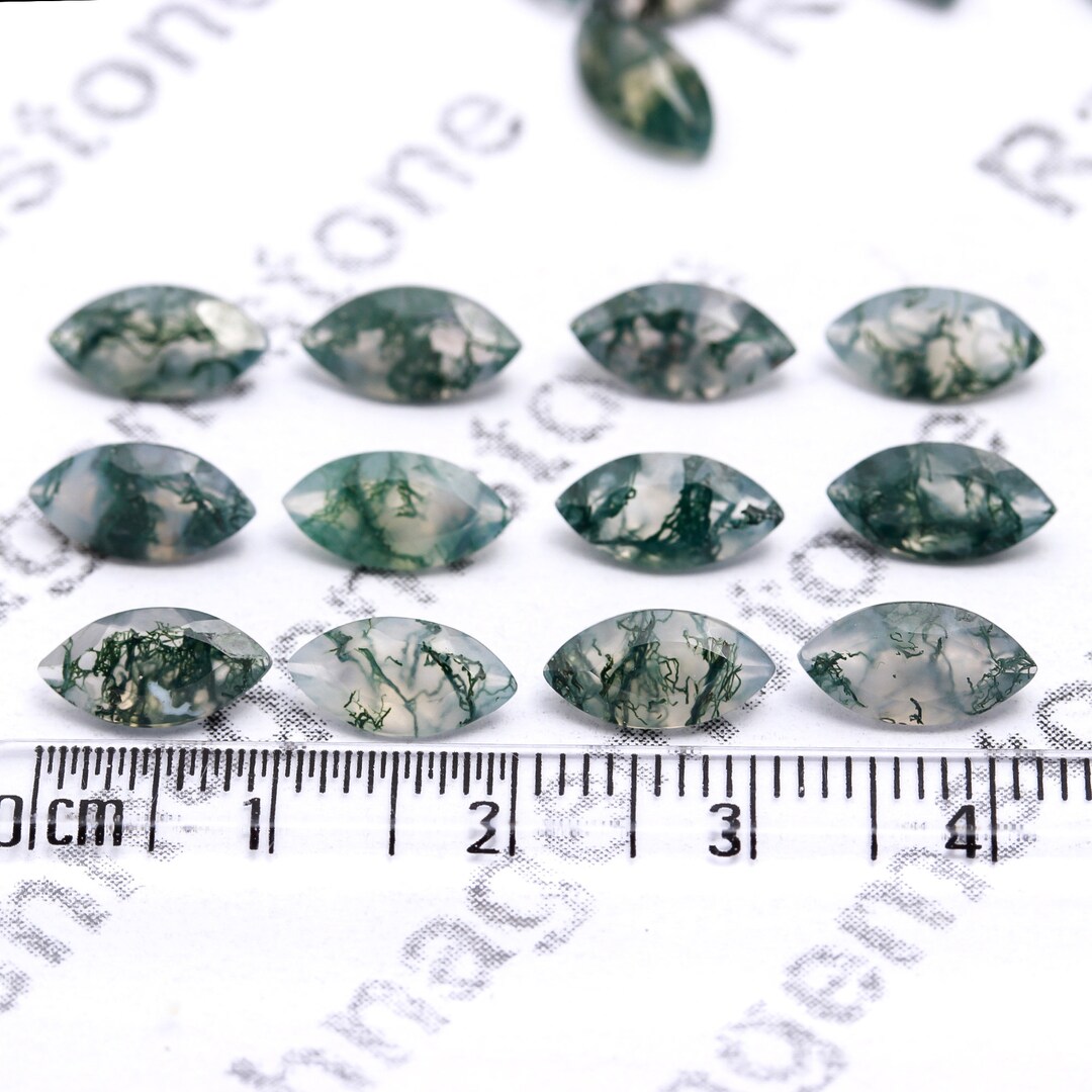 Tree Moss Agate Marquise Shape Brilliant Cut, Natural Moss Agate Loose Gemstone for Jewelry ...