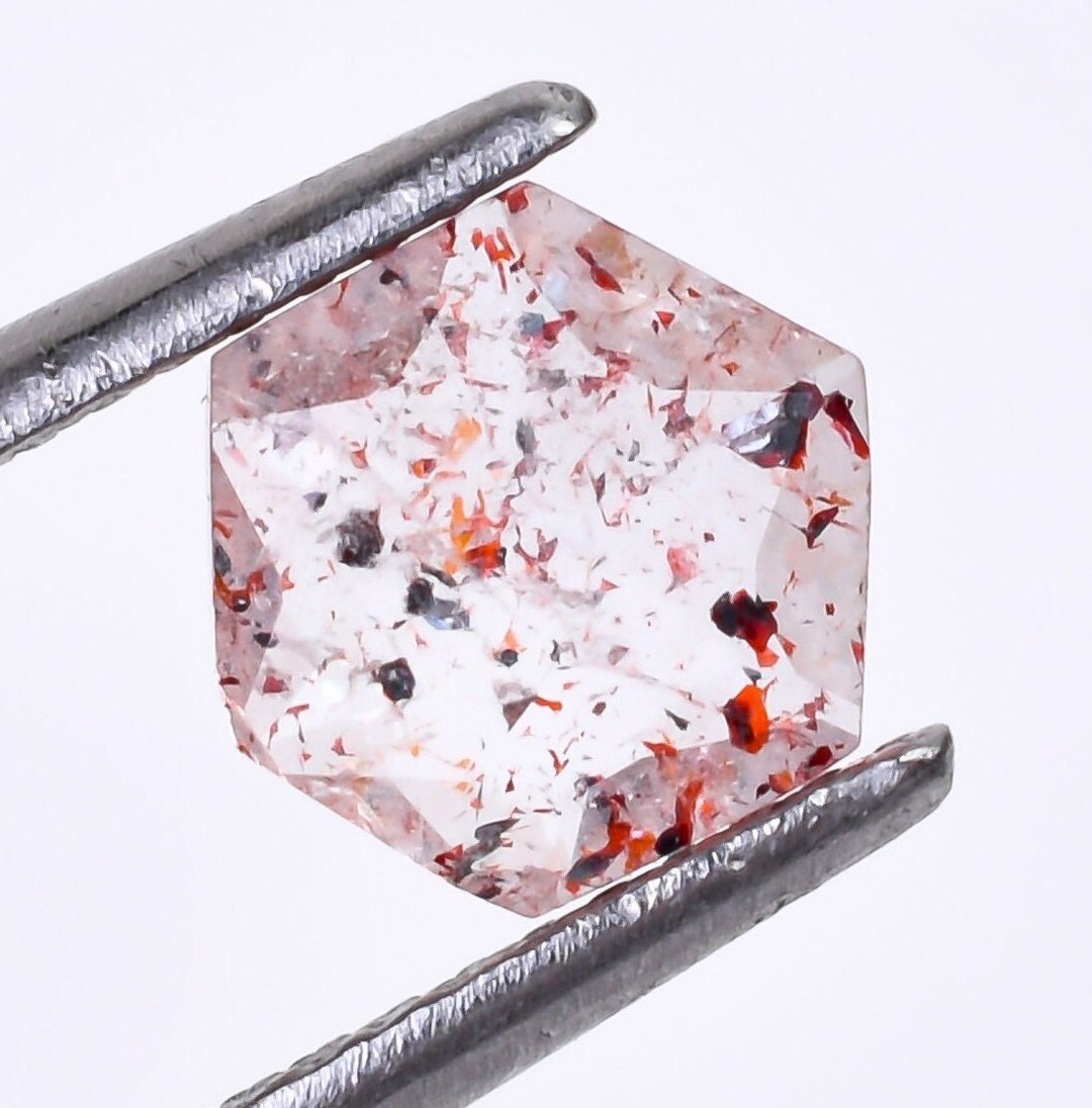 Natural Super Seven Quartz Hexagon Gemstone, Faceted Cut, Jewelry ...