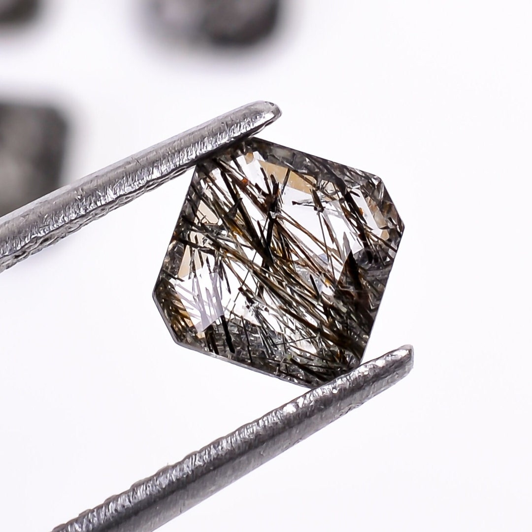 Natural Black Rutile Octagon Shape Cut, Loose Gemstone for Jewelry ...