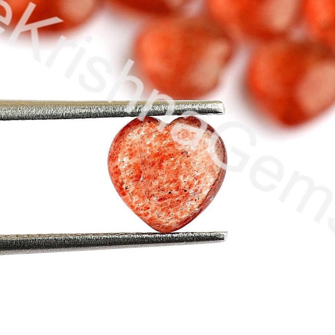 Red Strawberry Quartz Heart Shape Cabochon, Loose Gemstone for Jewelry ...