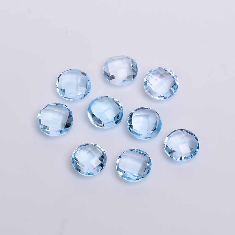 Natural Sky Blue Topaz Round Briolette Cut, Loose Gemstone for Jewelry ...
