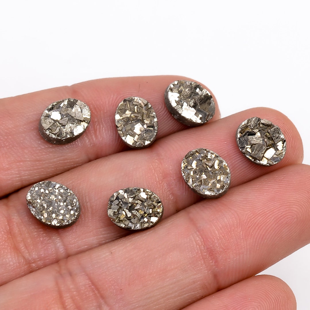 Pyrite Druzy Gemstone: Oval Brilliant Cut Crystal (7X5 to 12X10 Mm) - Etsy