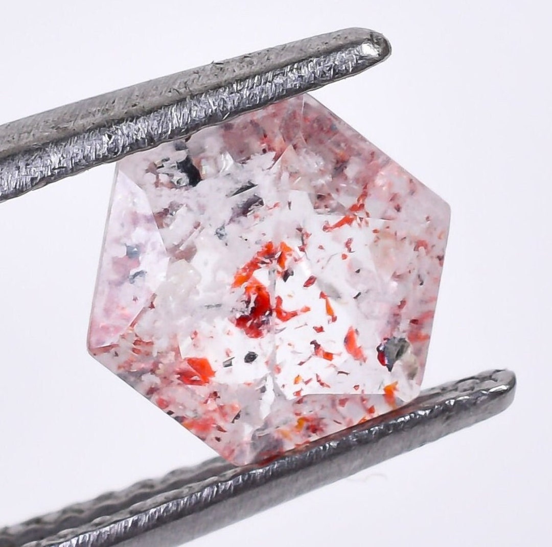 Natural Super Seven Quartz, Hexagon Cut Lepidocrocite Gemstone (7x7mm ...