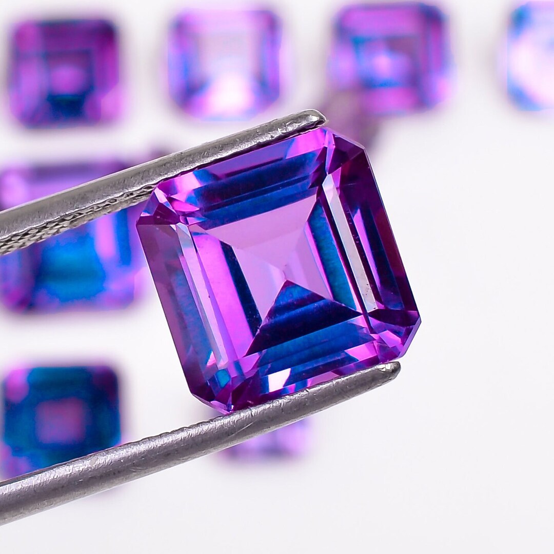 Purple Alexandrite Asscher Cut Gemstone, Color Changing Faceted Stone ...