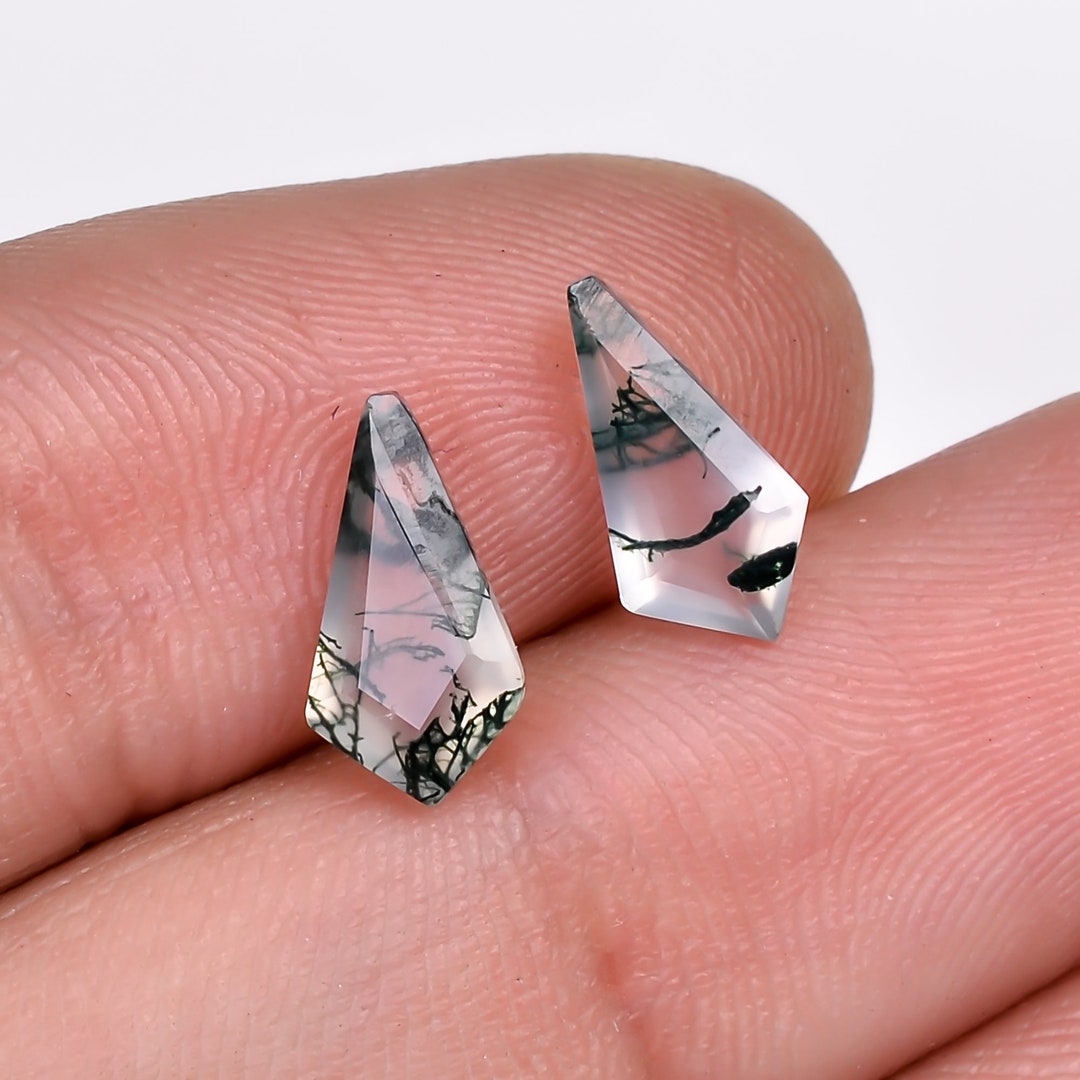 AAA Moss Agate Kite Gemstone: Faceted Green Crystal, 10x5mm (2 Pcs - Etsy