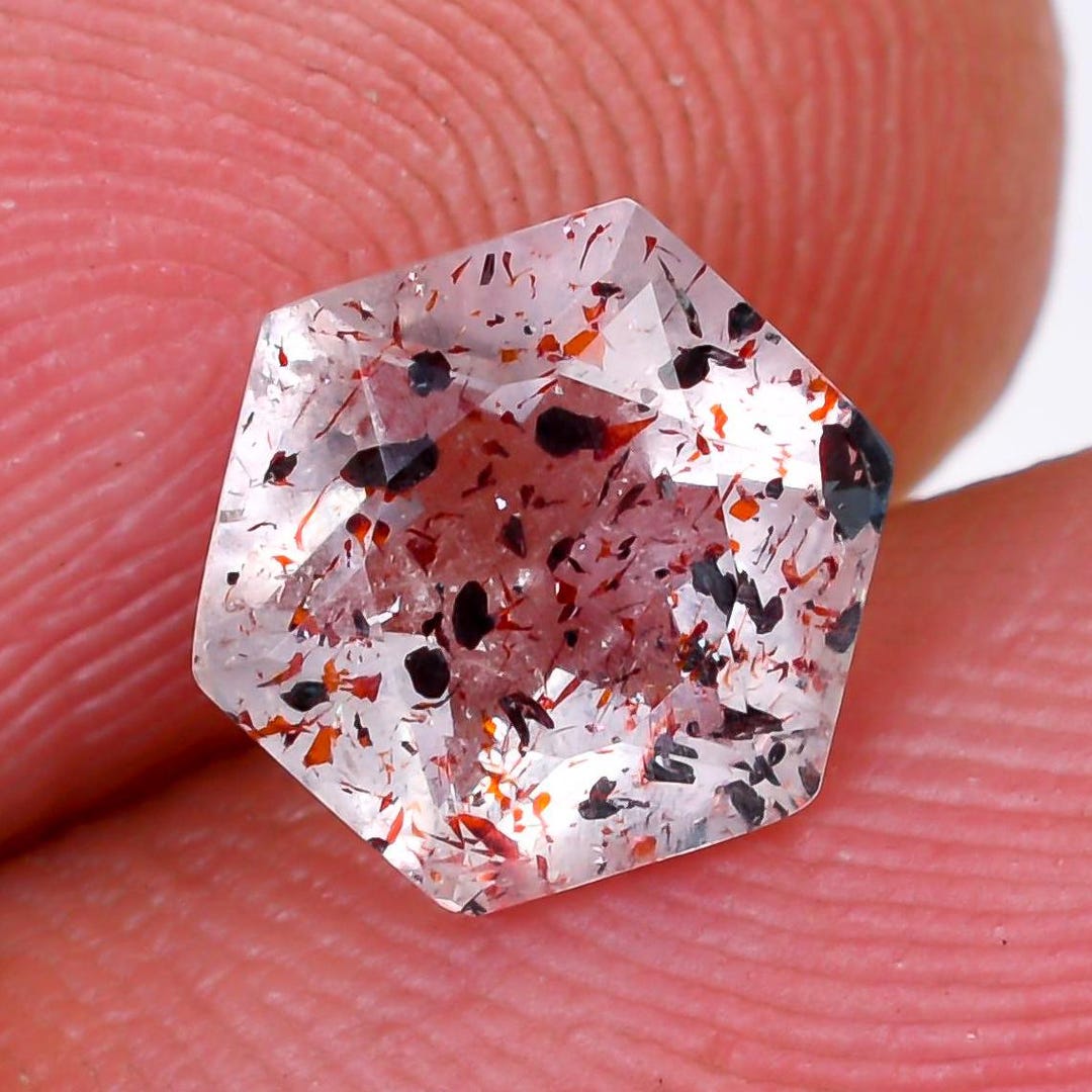 Natural Super Seven Quartz Hexagon Shape, Lepidocrocite Quartz Loose ...