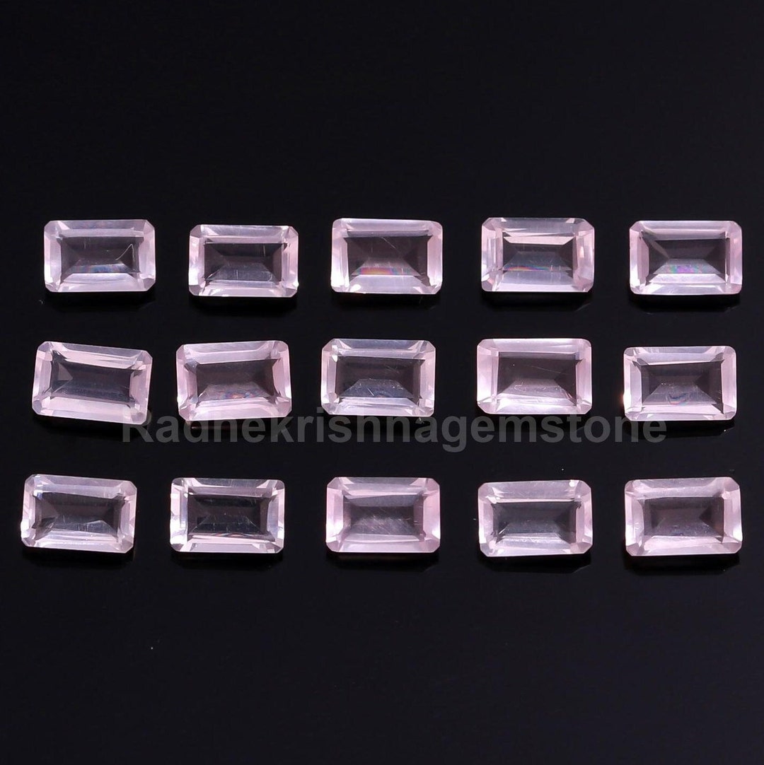 Pink Rose Quartz Octagon Shape Brilliant Cut, Birthday Gift Natural Cut ...