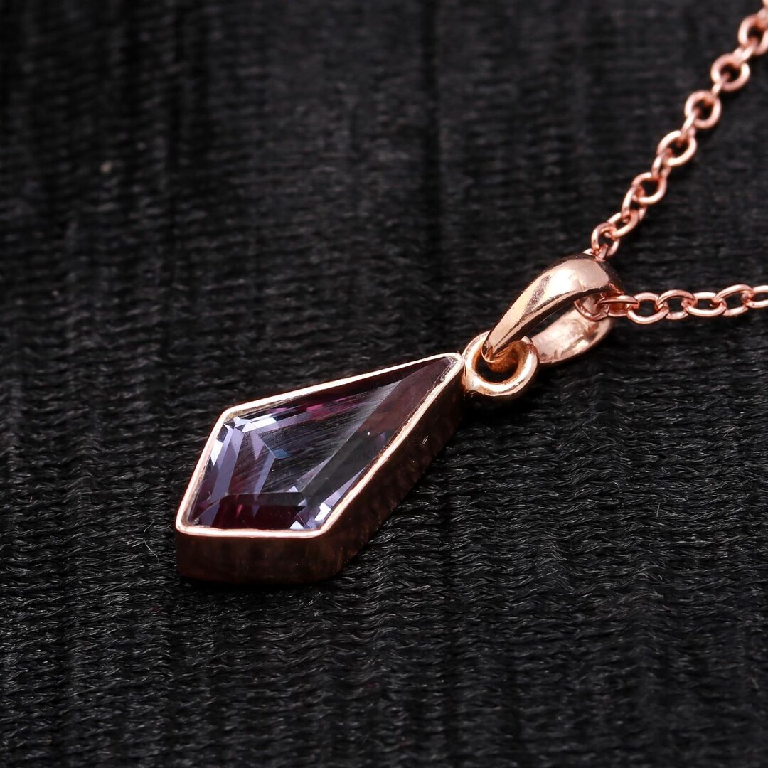 Purple Alexandrite Kite Shape Pendant, 925sterling Silver, Rose Gold ...