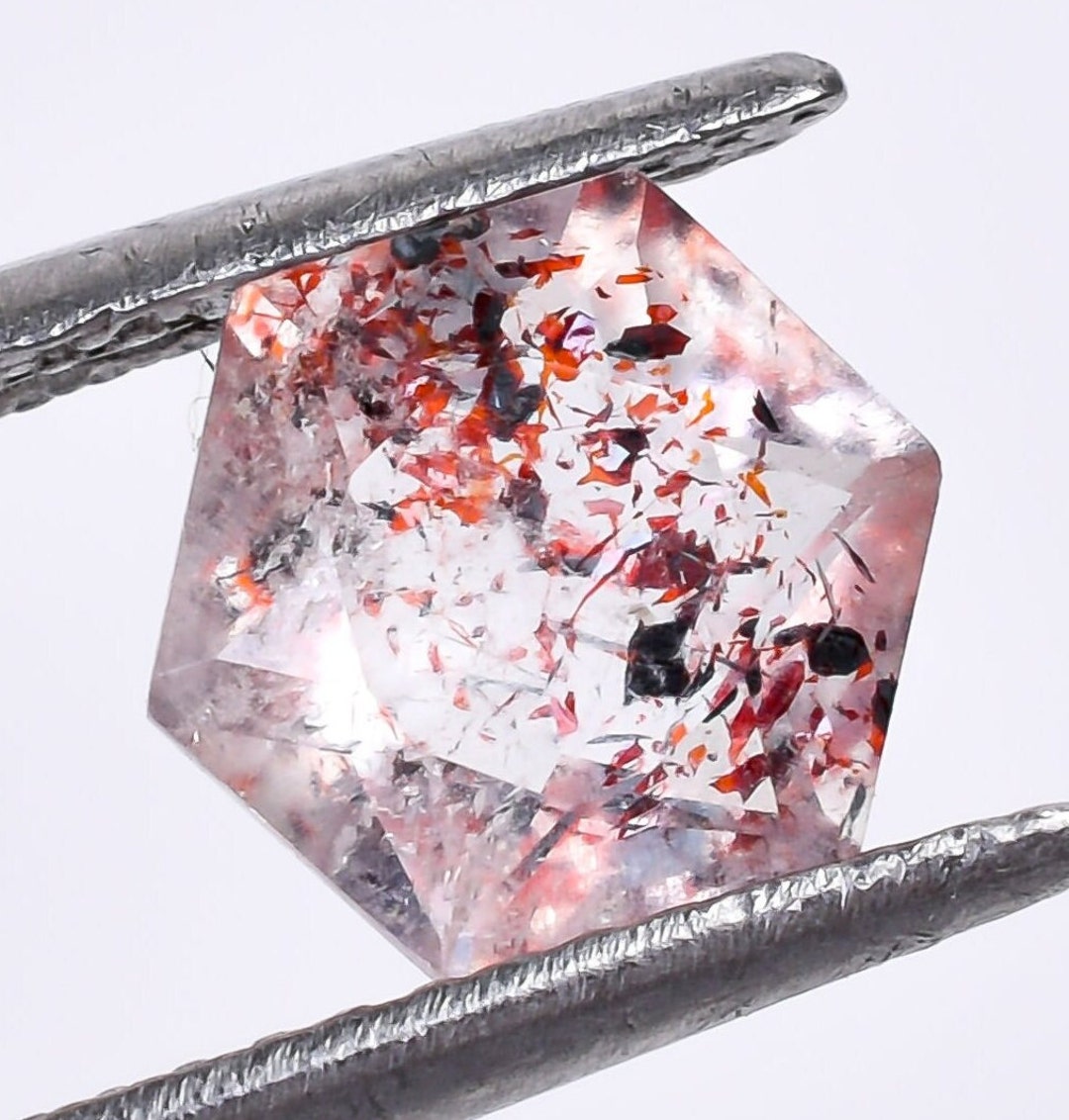 RARE Super Seven Quartz Hexagon Cut, Natural Lepidocrocite Quartz Loose ...