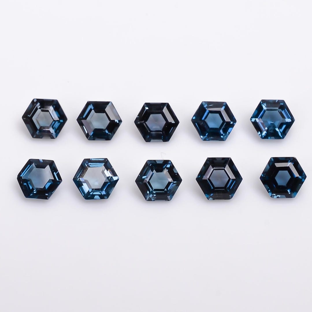 Natural London Blue Topaz Hexagon Gemstone, Faceted Loose Birthstone ...