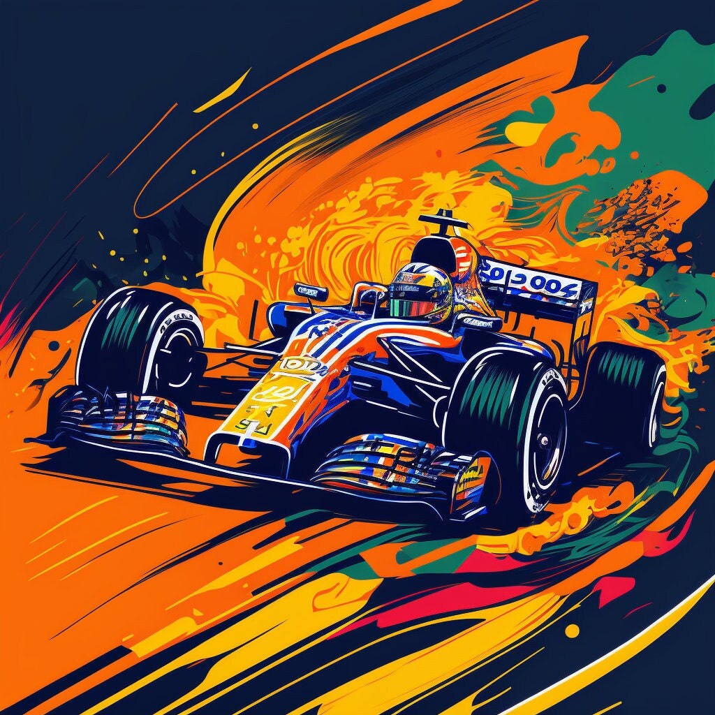 Formula One Racing Car in the Style of Van Gogh Ai-generated Digital ...