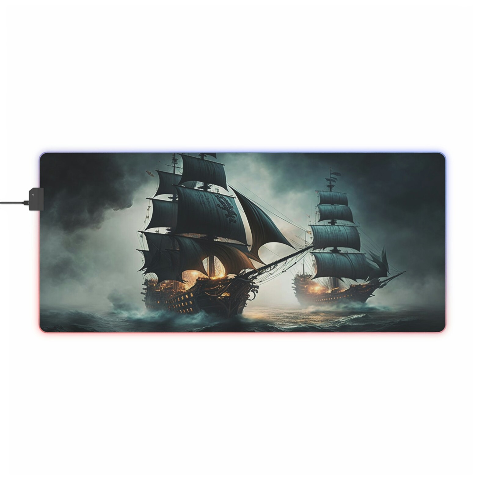 Pirate Ship LED Gaming Mouse Pad, Desk Mat Pirates Themed Xxl Mousepad ...