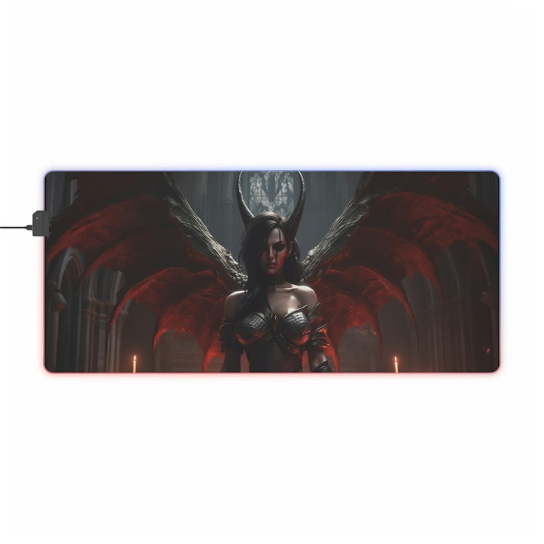 LED Desk Mat With Demon Diablo 4 Inspired Demon Mouse Pad Large Area ...