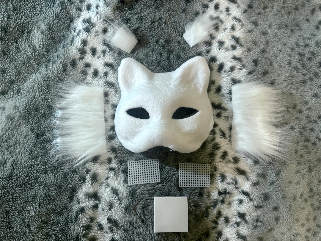 White Therian Cat Pre-felted Mask Base DIY Kit With Fur - Etsy