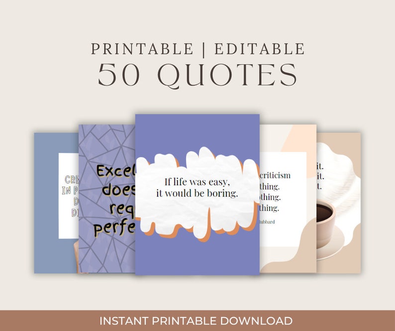 50 Motivational Quotes - Printable & Editable Template - Etsy