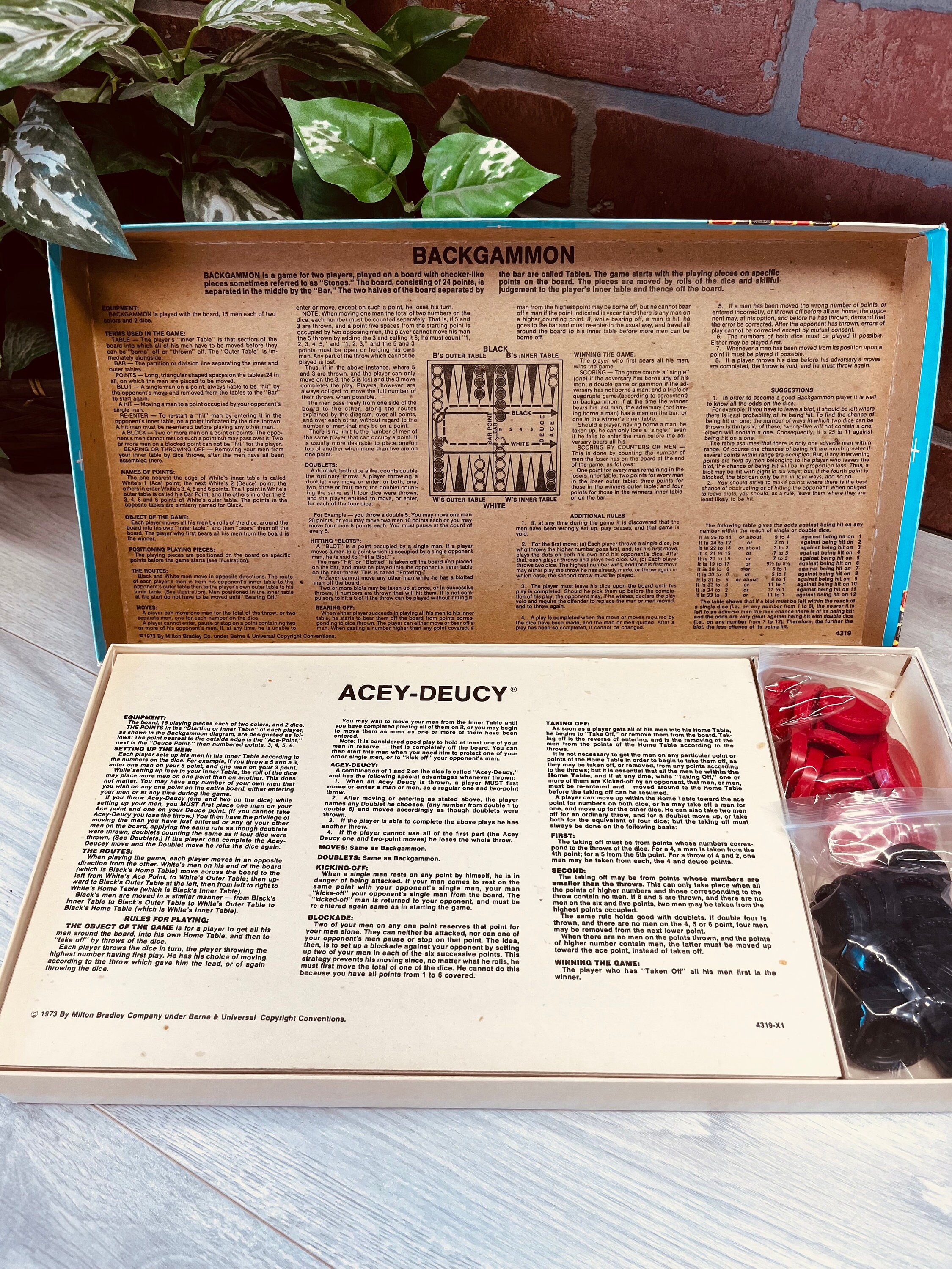 Vintage 1973 Backgammon & Acey-ducey Game by Milton Bradley - Etsy