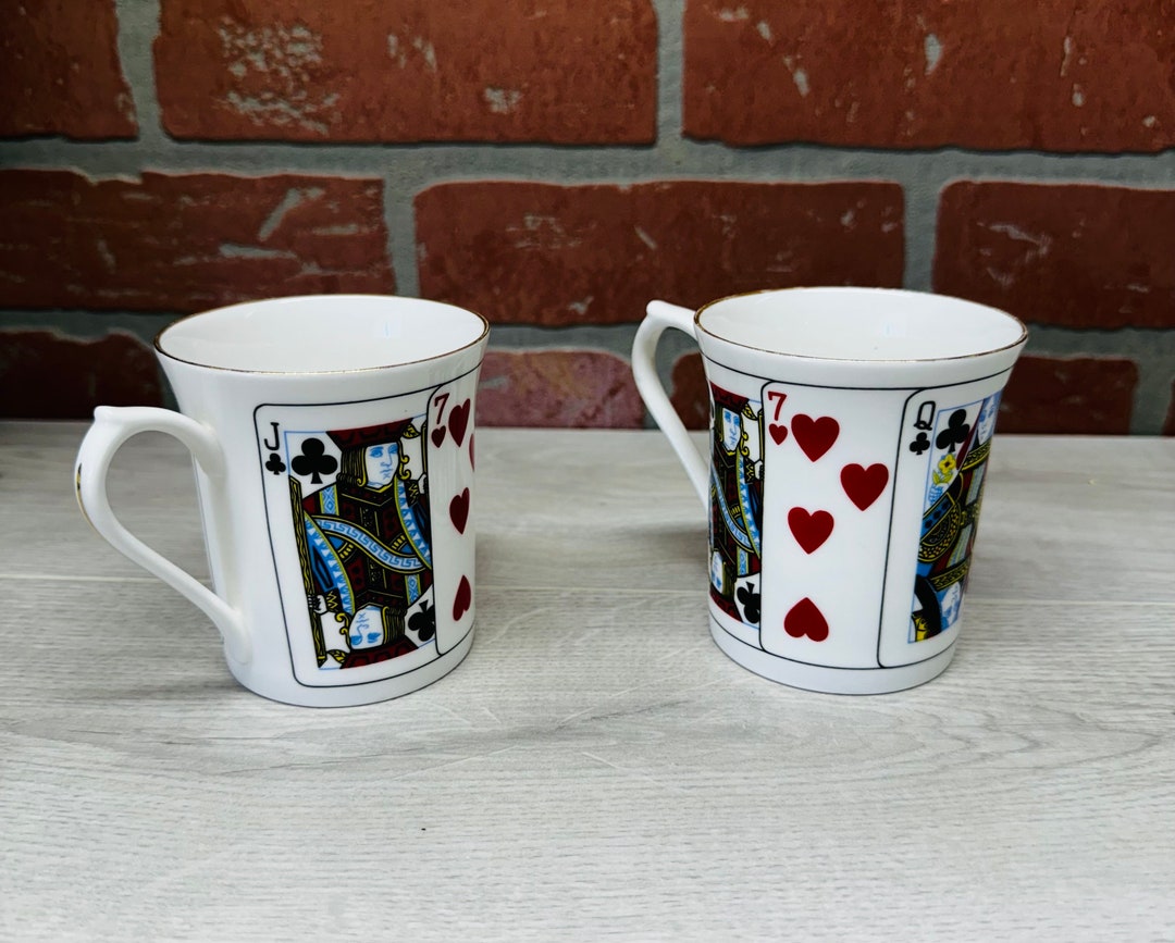 Vintage “queens” Deck of Cards Ceramic Coffee Cups - Etsy