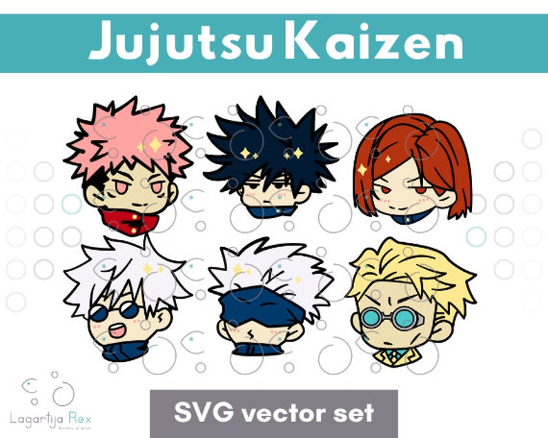 Jujutsu Kaizen Kawai Cute Characters SVG Bundle - Etsy UK