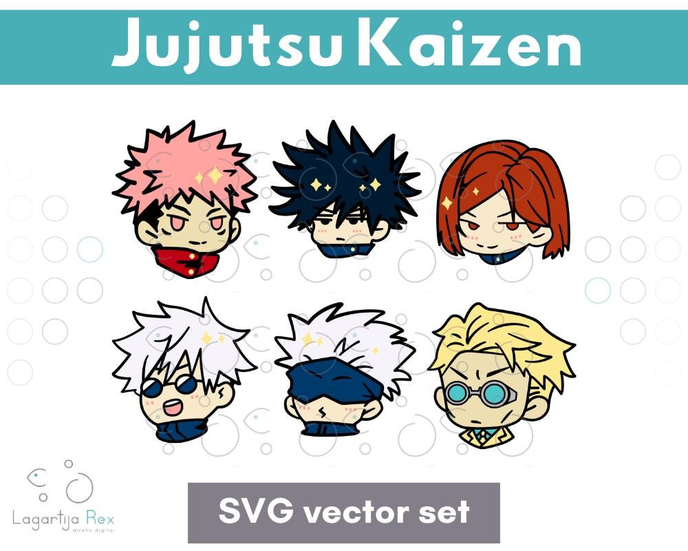 Jujutsu Kaizen Kawai Cute Characters SVG Bundle - Etsy