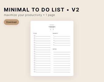 Printable to Do List, Instant Download, A4, US Letter, Template ...