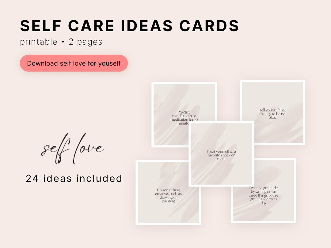 24 Self Care Cards Printable Printable Cards Letter A4 Size - Etsy
