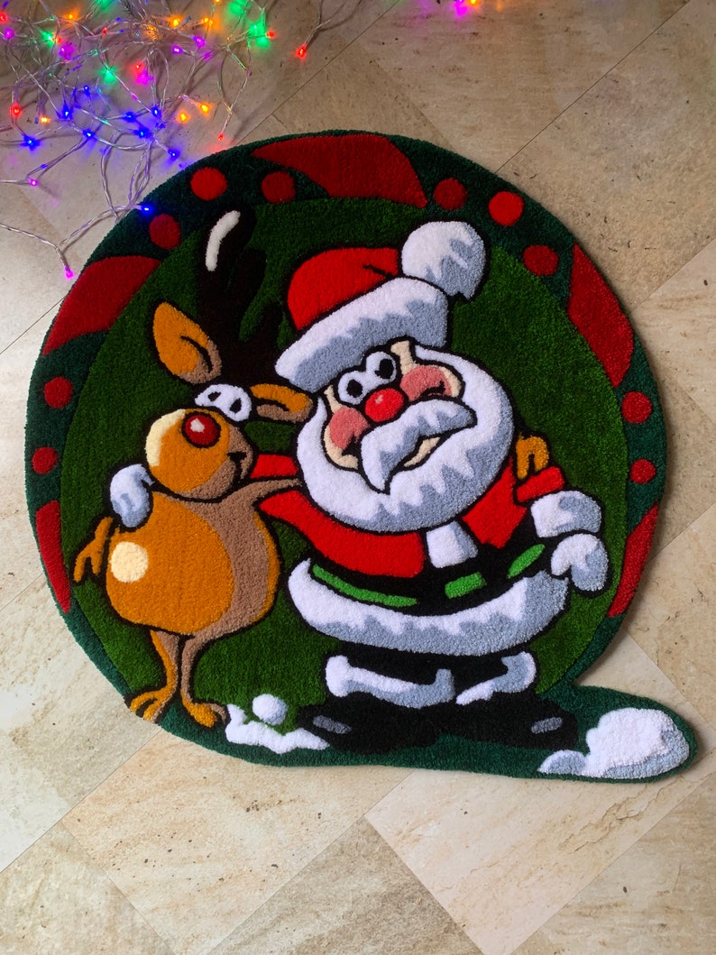 Santa Claus Area Rug, Merry Christmas Rug, Christmas Decoration ...