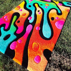 Rainbow Tufted Rug Aesthetic Rug Bright Carpet Multicolor Rug Colored ...