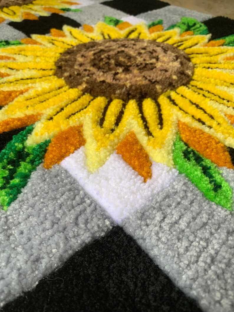 Sunflower Rug, Sunflower Kitchen Decor, Vintage Rug With Warm Colors ...