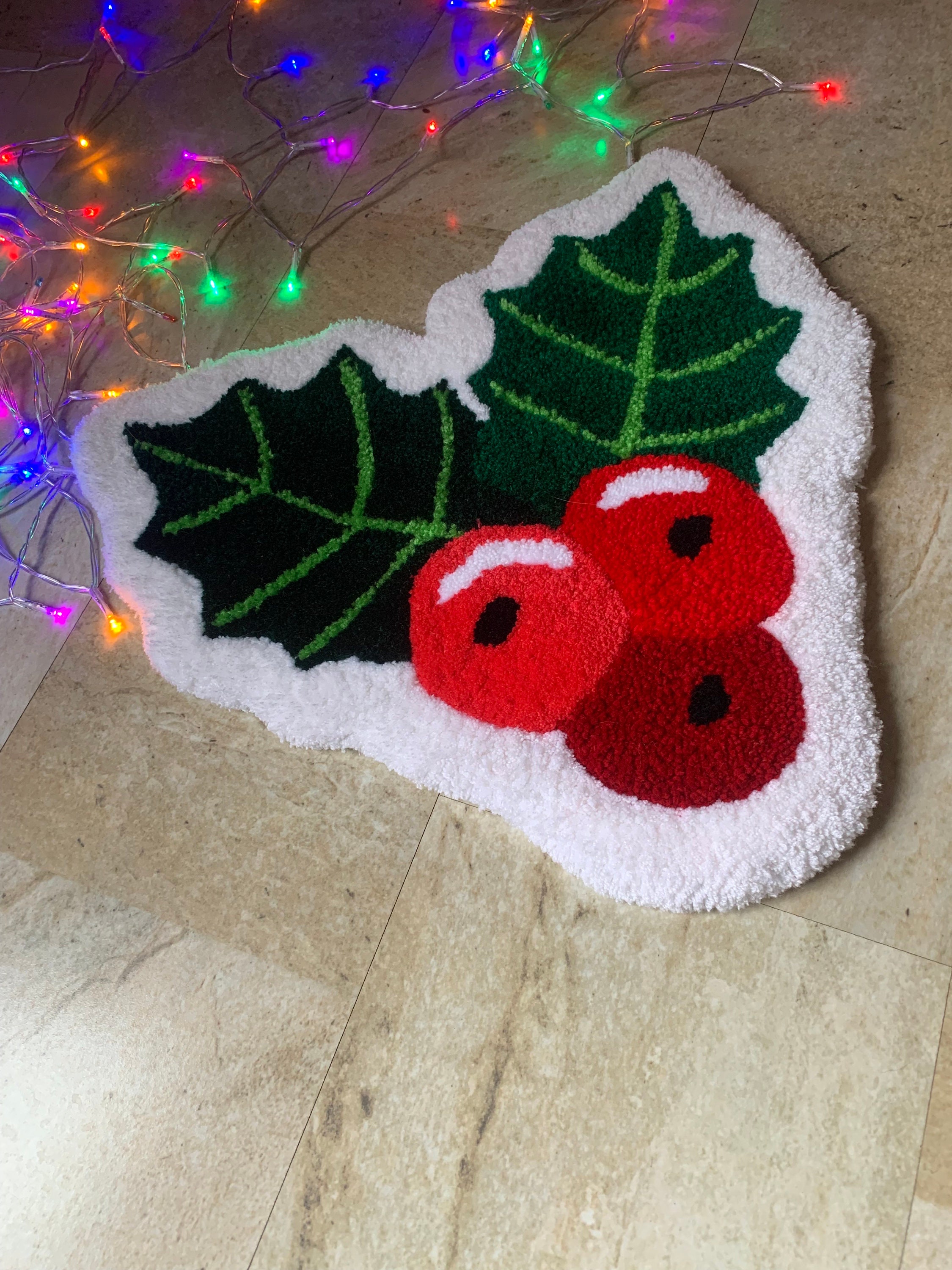 Christmas Kids Rug Cranberry Rug Christmas Decor Handmade Tufted Carpet ...