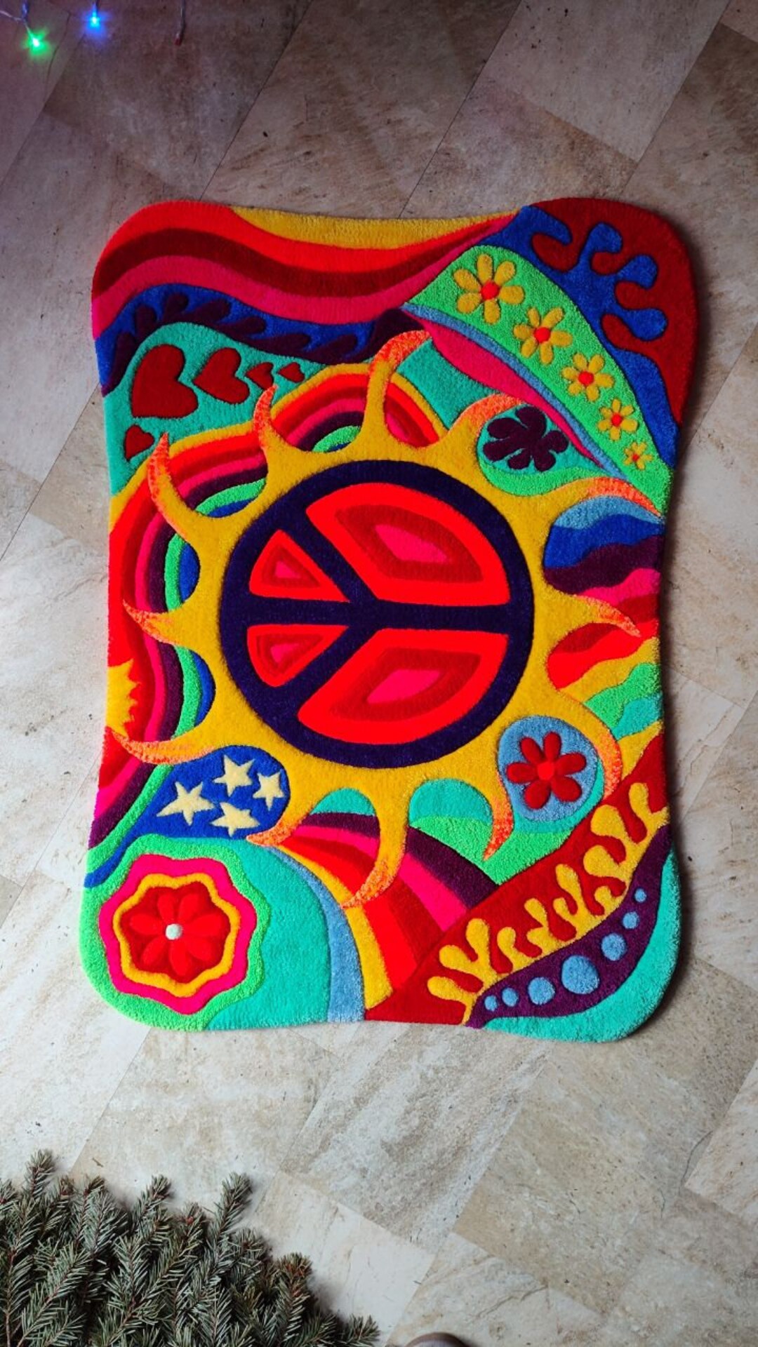 Rainbow Tufted Rug Aesthetic Rug Bright Carpet Multicolor Rug Colored ...