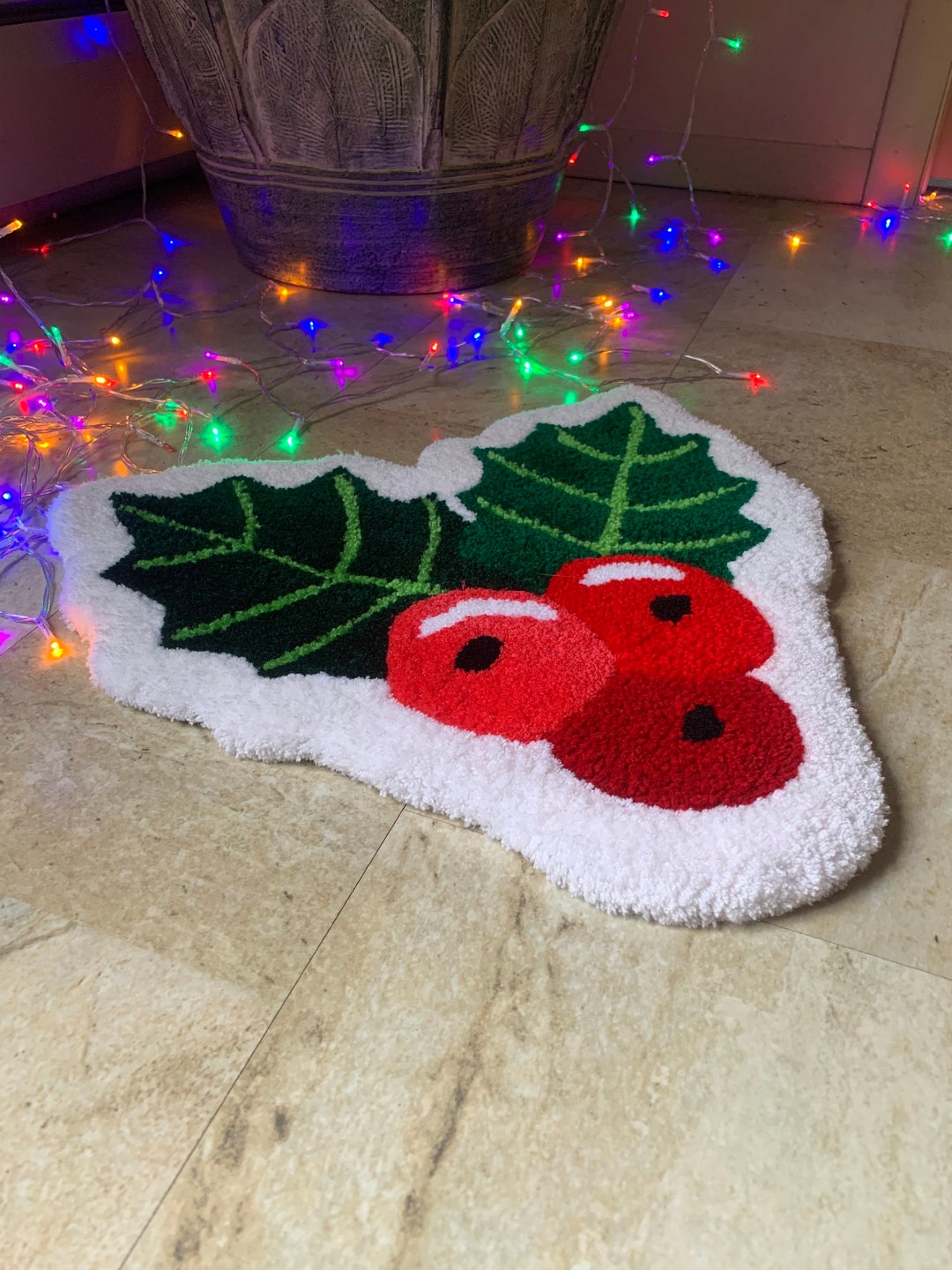 Christmas Kids Rug Cranberry Rug Christmas Decor Handmade - Etsy