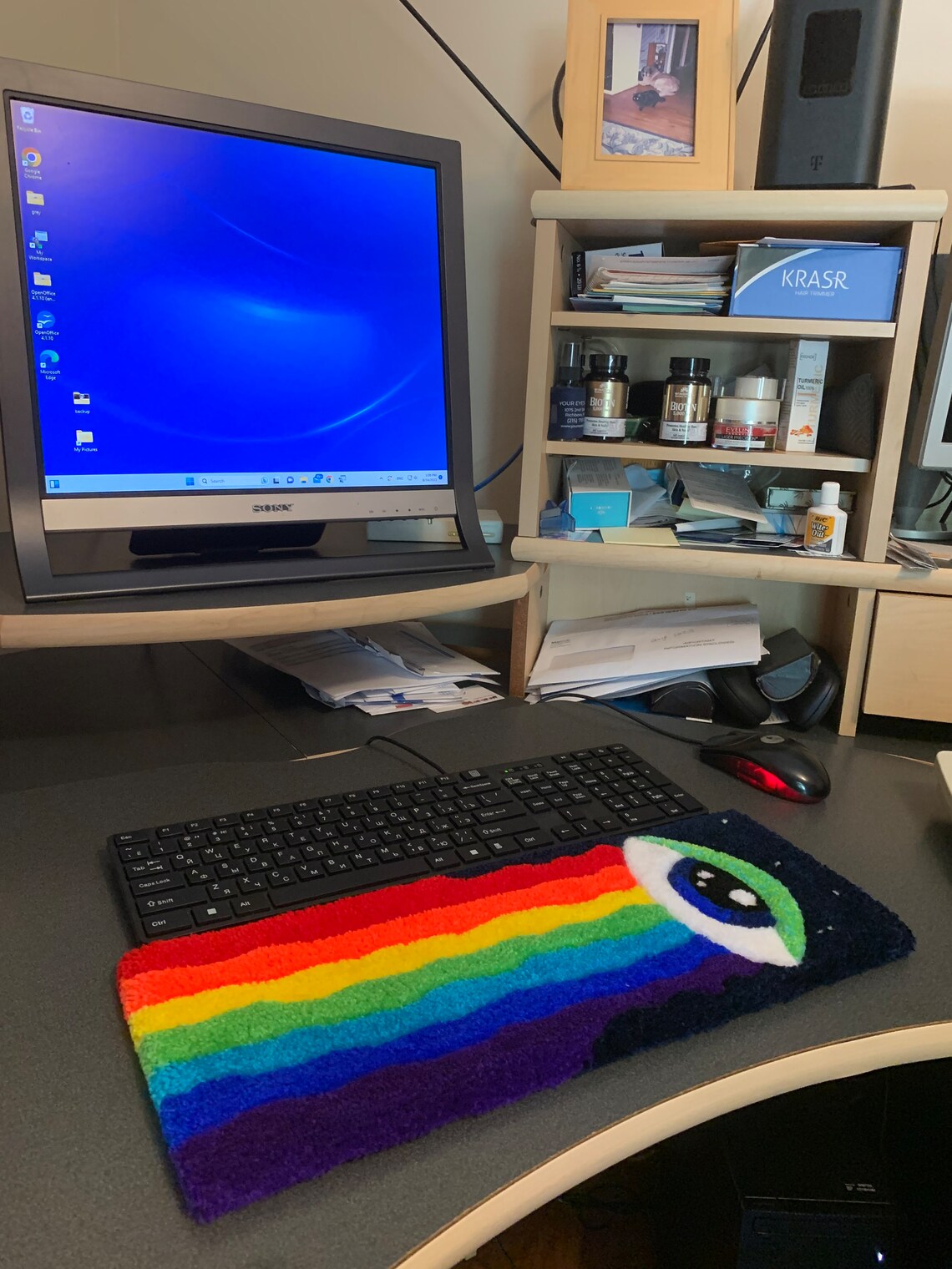 Fluffy Keyboard Rug Eye Rug Rainbow Keyboard Pad Rainbow Rug Eye Carpet ...