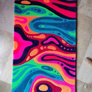 Rainbow Tufted Rug, Aesthetic Rug, Bright Carpet, Multicolor Rug ...