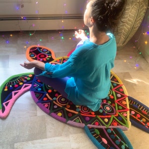 Turtle Rug Meditation Turtle Rug Rainbow Carpet Rainbow Turtle Rug ...