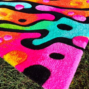Rainbow Tufted Rug Aesthetic Rug Bright Carpet Multicolor Rug Colored ...