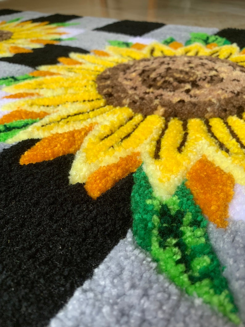 Floral Carpet, Sunflower Rug, Bufalo Style Carpet, Housewarming Gift ...