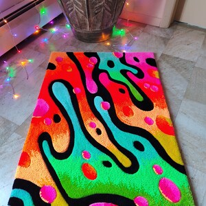 Rainbow Tufted Rug Aesthetic Rug Bright Carpet Multicolor Rug Colored ...