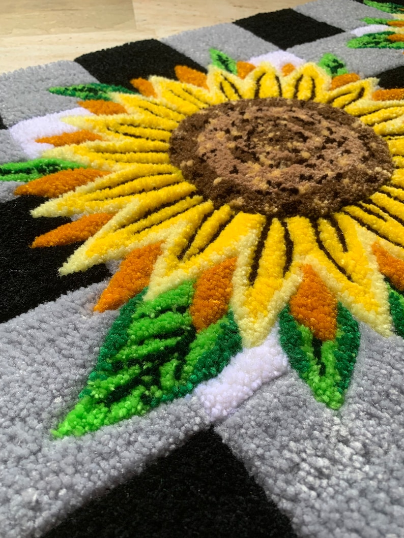Floral Carpet, Sunflower Rug, Bufalo Style Carpet, Housewarming Gift ...