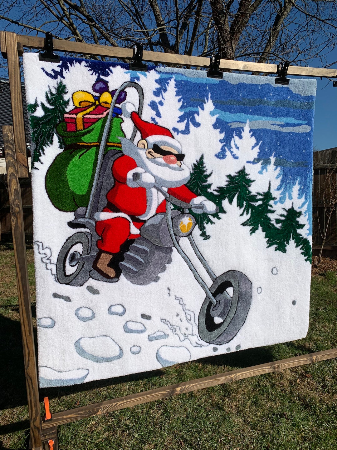 Merry Christmas Tufted Rug Santa Claus Christmas Rectangle Rug ...