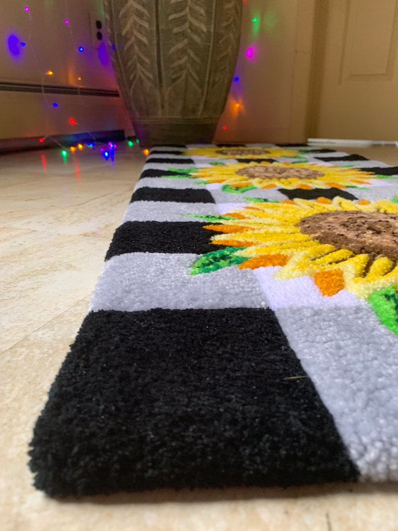 Sunflower Rug, Sunflower Kitchen Decor, Vintage Rug With Warm Colors ...