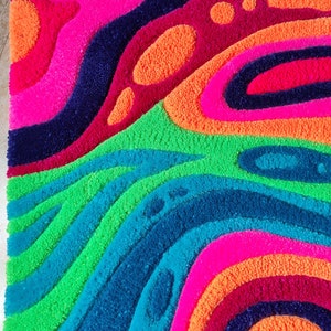 Rainbow Tufted Rug, Aesthetic Rug, Bright Carpet, Multicolor Rug ...