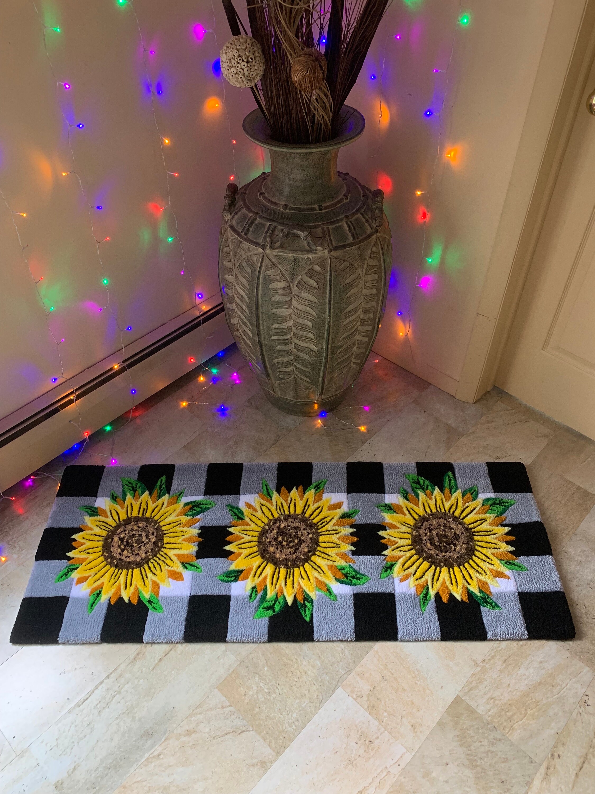 Sunflower Rug, Sunflower Kitchen Decor, Vintage Rug With Warm Colors ...