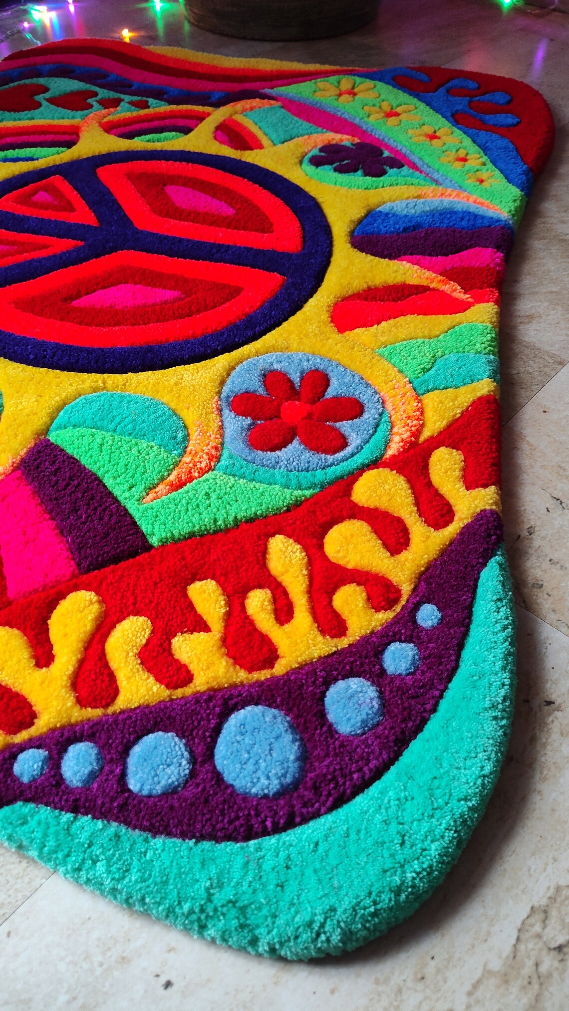 Rainbow Tufted Rug Aesthetic Rug Bright Carpet Multicolor Rug Colored ...